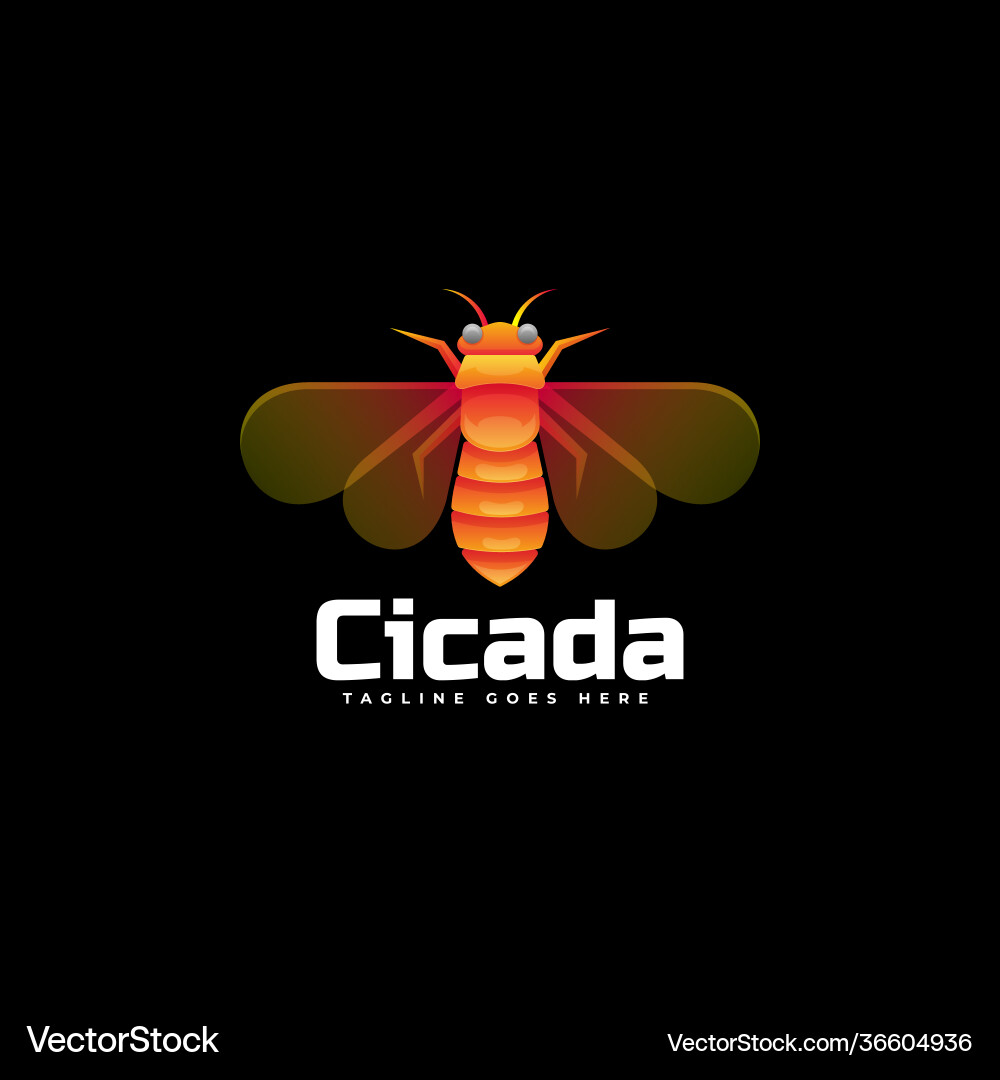 Logo cicada gradient colorful style Royalty Free Vector