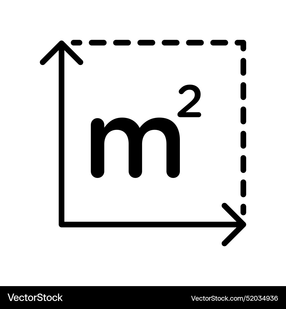 M2 area unit linear logo mark in black and white Vector Image