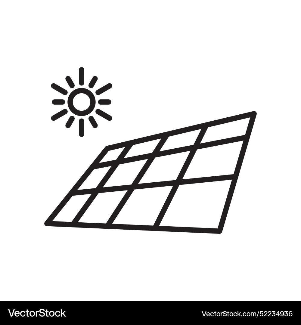 Solar panels icon black line art logo Royalty Free Vector