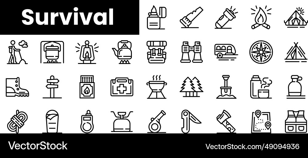 Survival Icon Set Royalty Free Vector Image - VectorStock