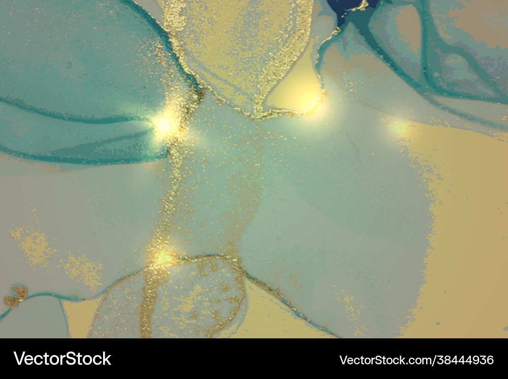 Turquoise and gold abstract marble pattern Vector Image