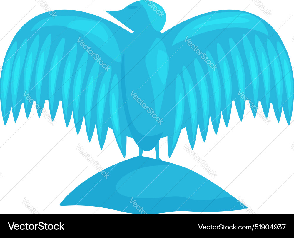 Blue bird spreading its wings while standing Vector Image