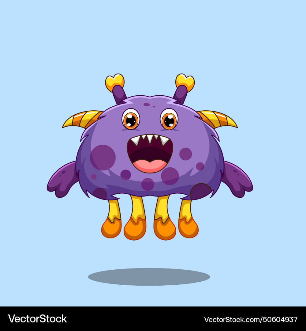 Cute little purple monster Royalty Free Vector Image