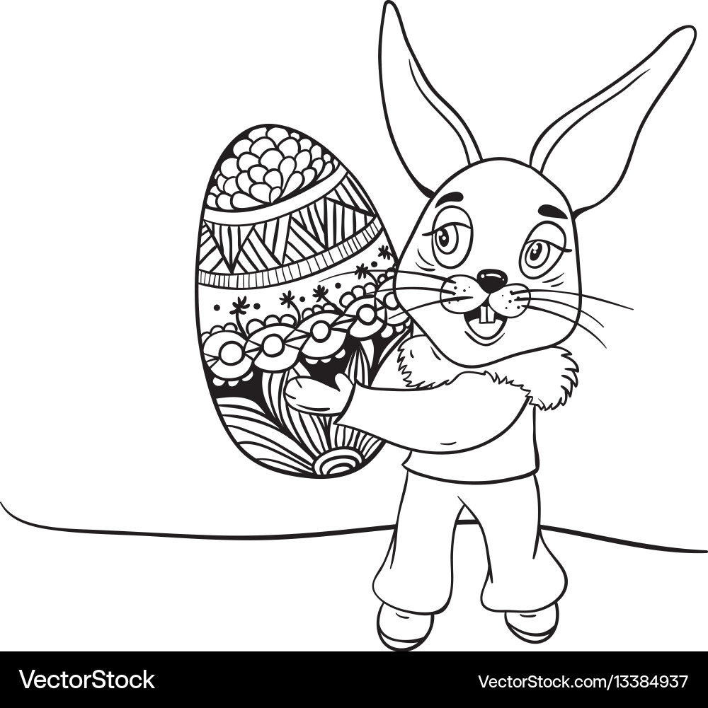 Easter Rabbit Outline Royalty Free Vector Image