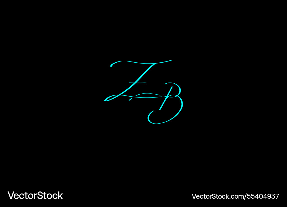 Elegant calligraphy of cursive zb logo Royalty Free Vector