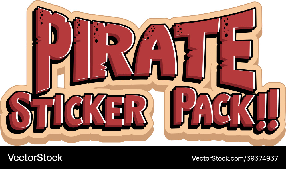 Font design with pirate sticker pack word Vector Image