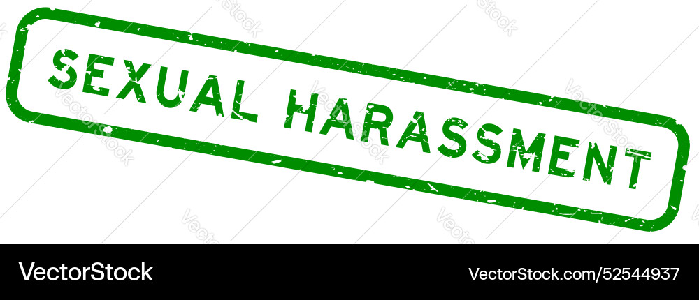 Grunge green sexual harassment word square rubber Vector Image