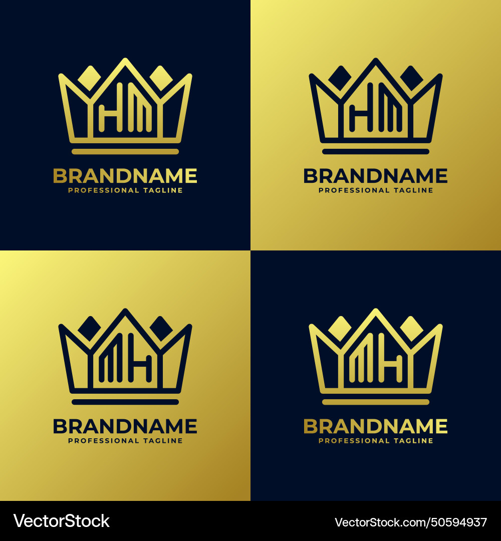 Letters hm and mh home king logo set suitable Vector Image