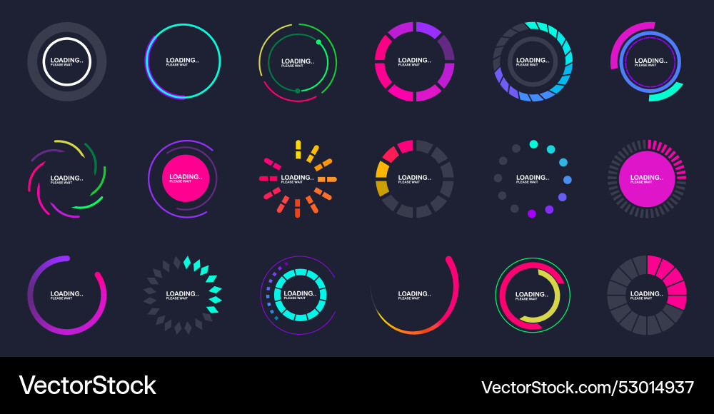 Loading circle bar collection progress Royalty Free Vector