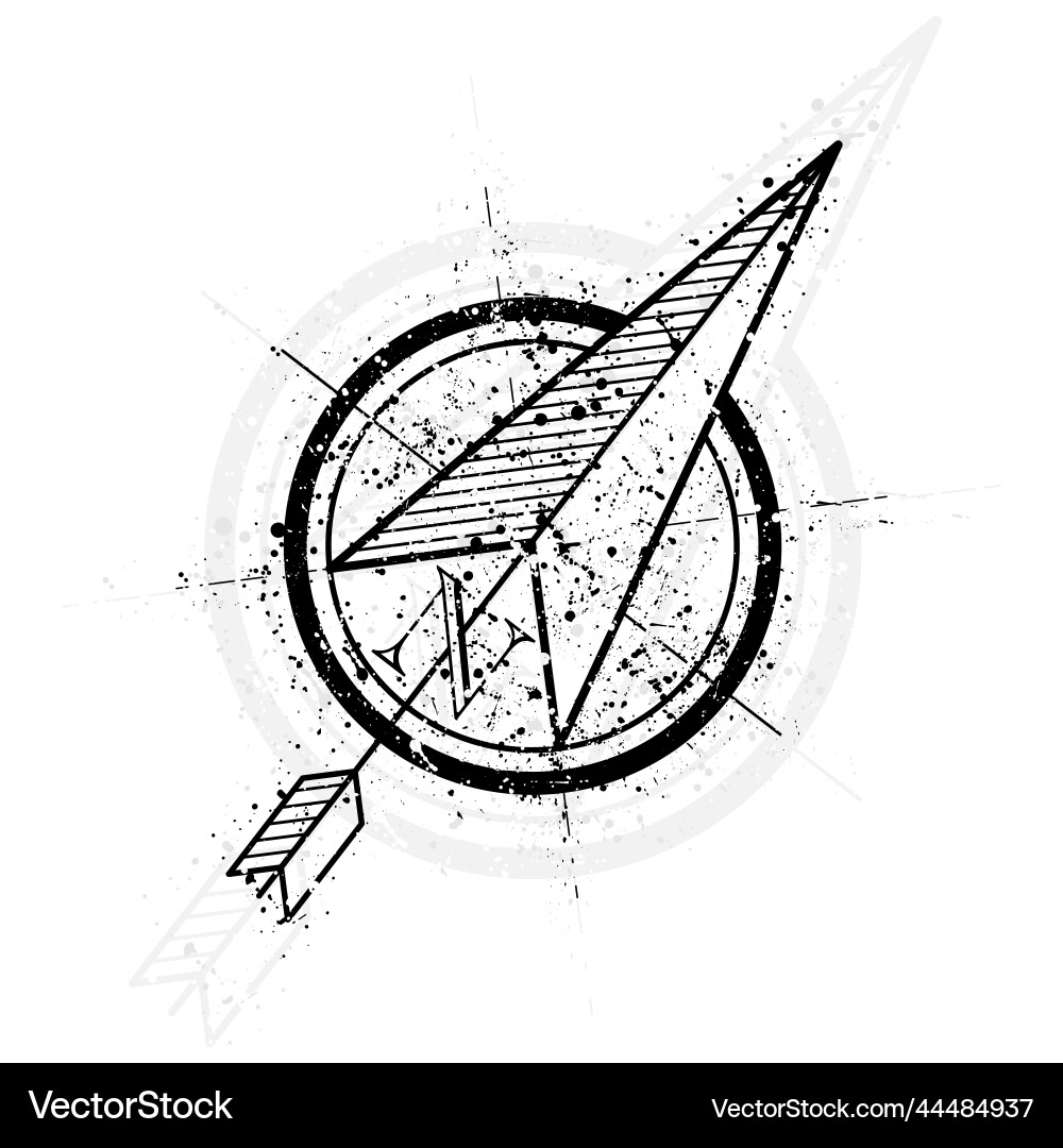 North grunge compass arrows Royalty Free Vector Image