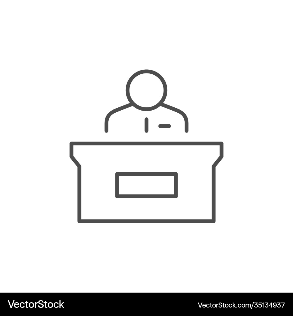 Reception desk line outline icon Royalty Free Vector Image