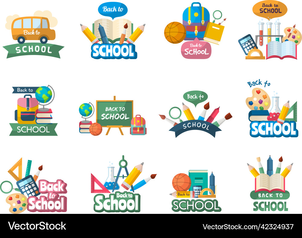 School emblems back to labels with place Vector Image