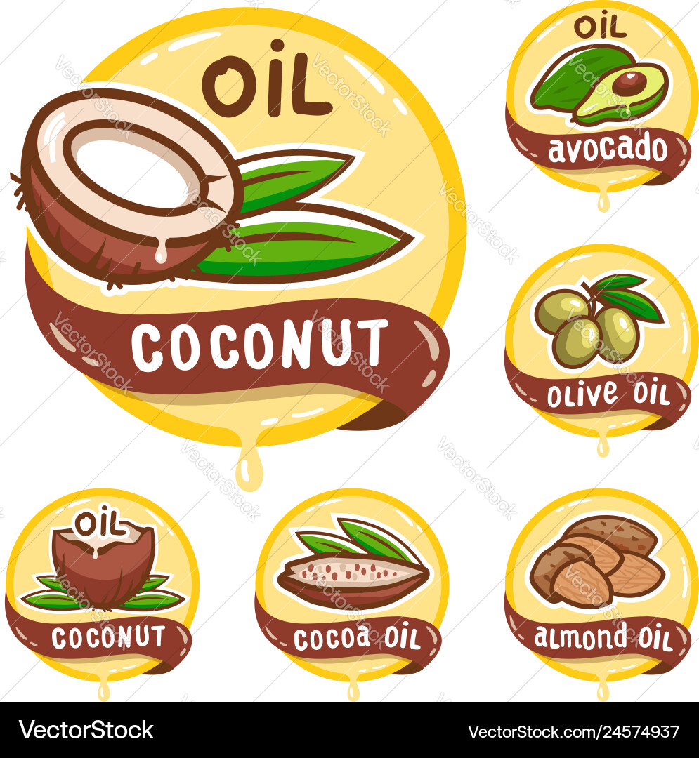 Seed oil logos set natural product emblem Vector Image