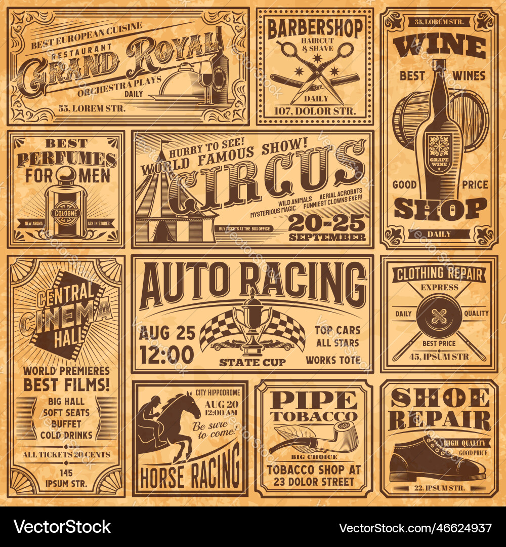 Vintage newspaper banners old advertising page Vector Image