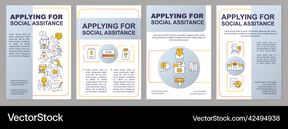 Applying for social assistance grey brochure Vector Image