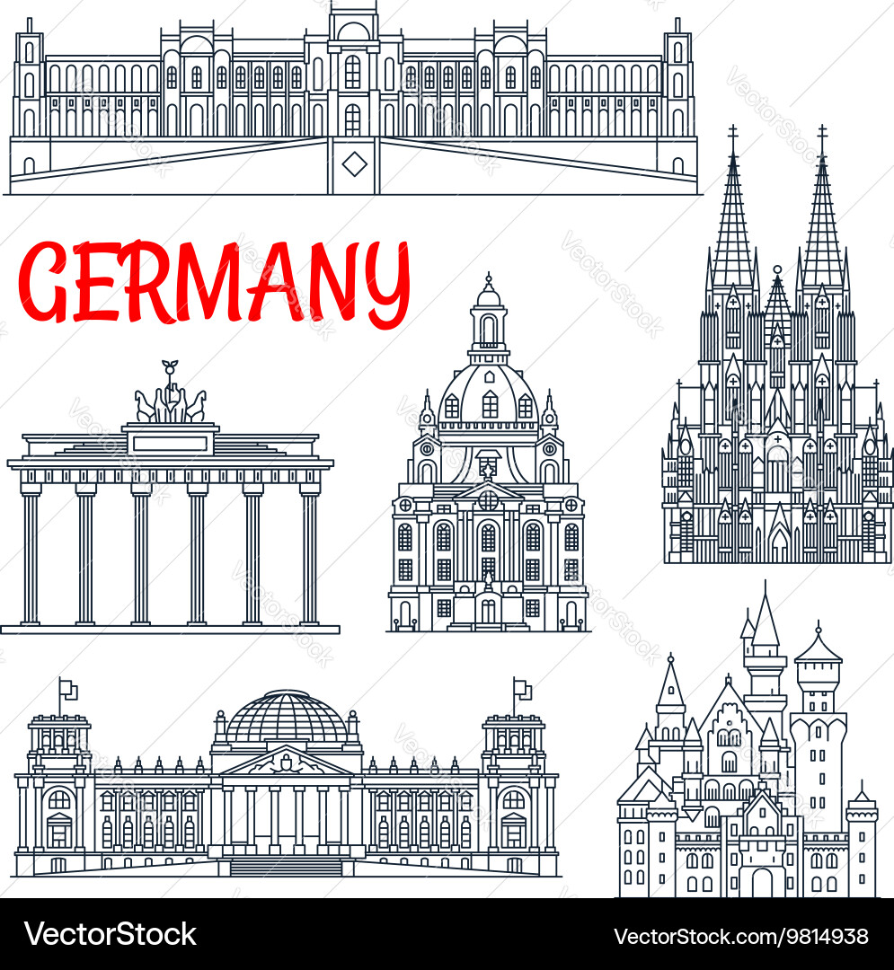 Germany Landmarks - Line Art Royalty Free Vector Image