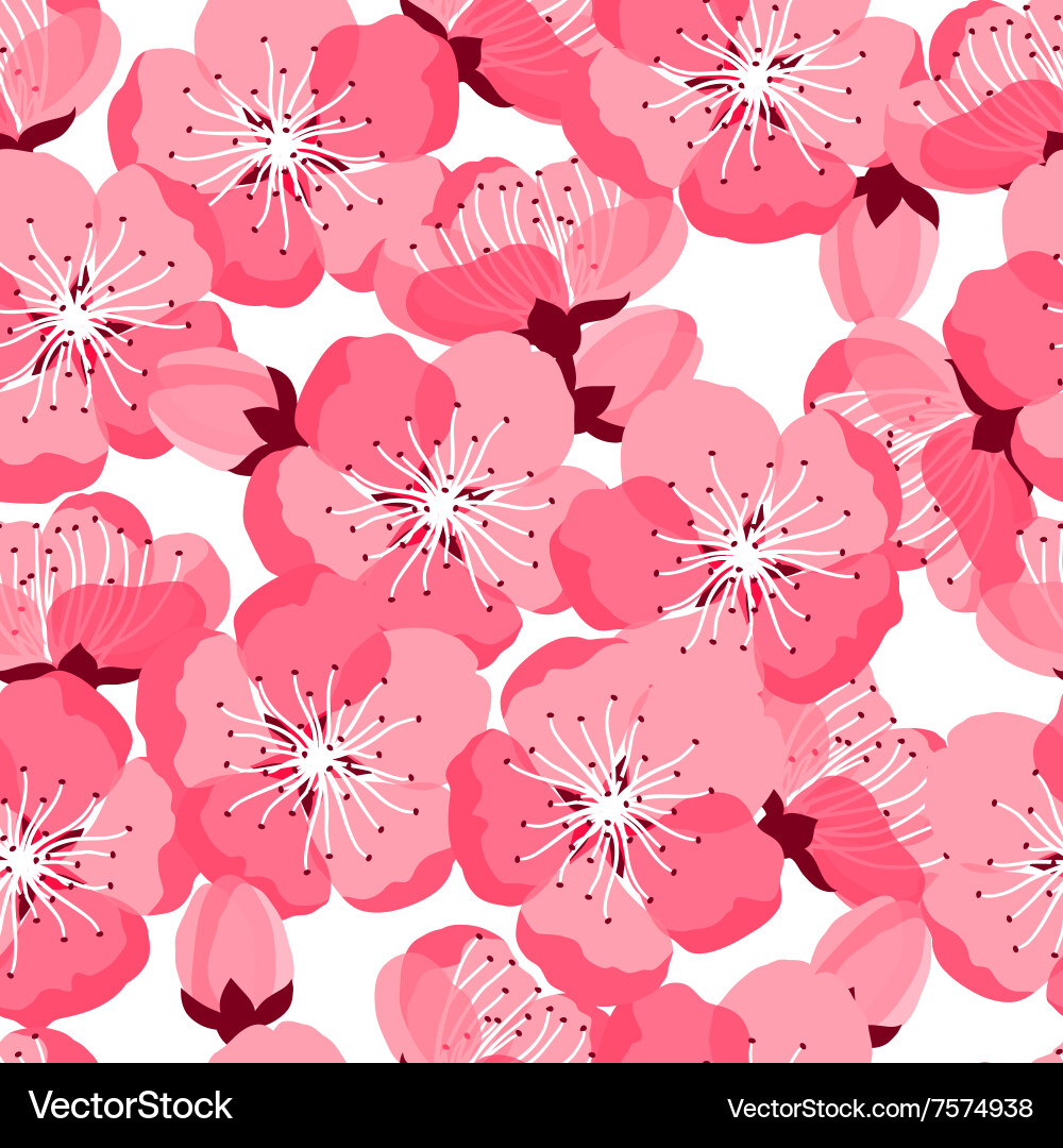 Japanese sakura seamless pattern with stylized Vector Image
