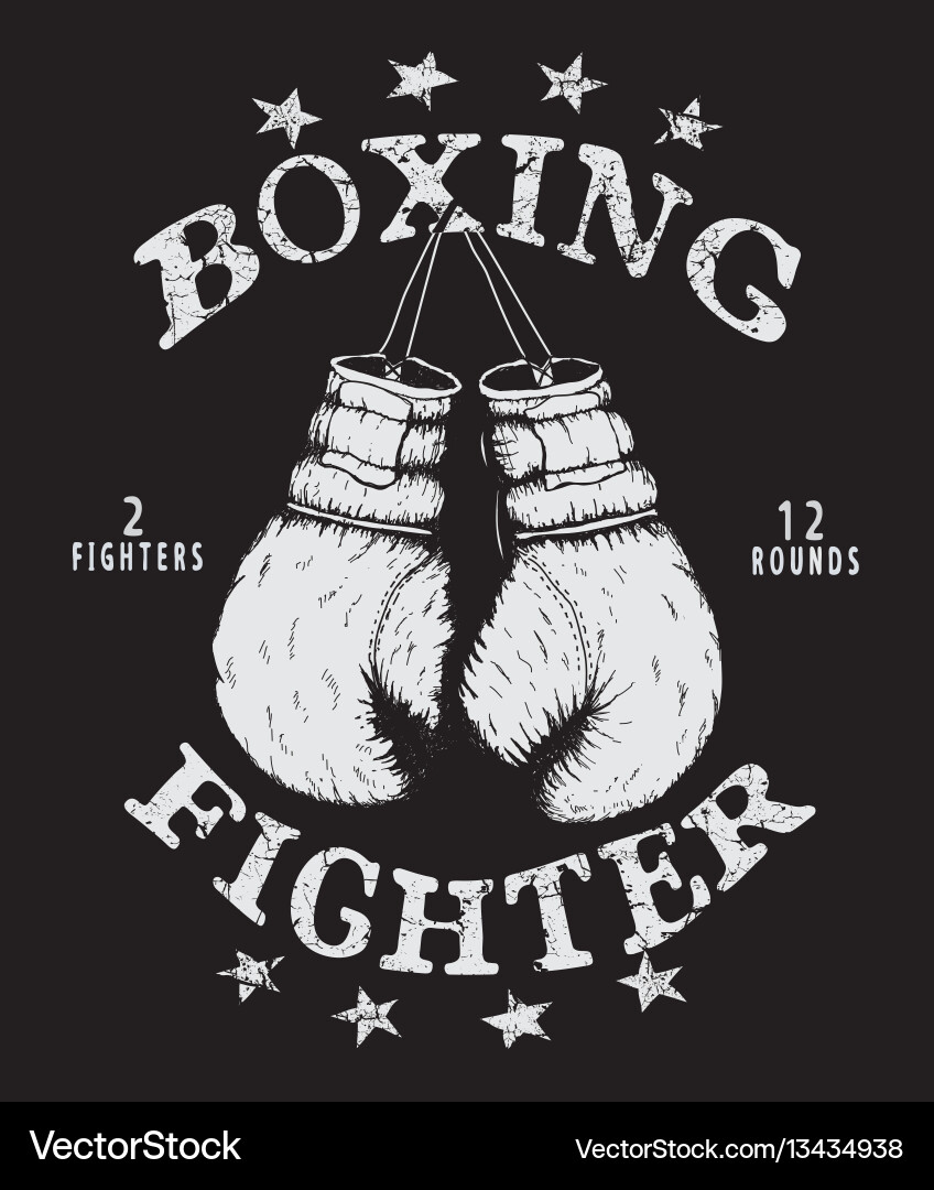 Label with boxing gloves Royalty Free Vector Image