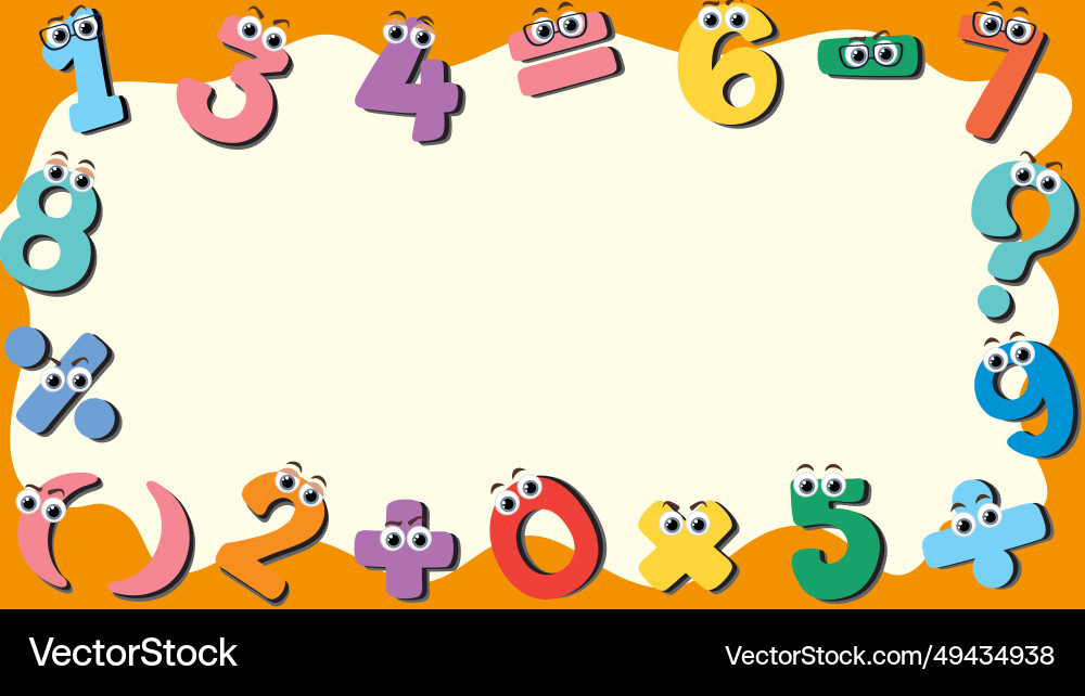 Math number and symbol with eyes character Vector Image