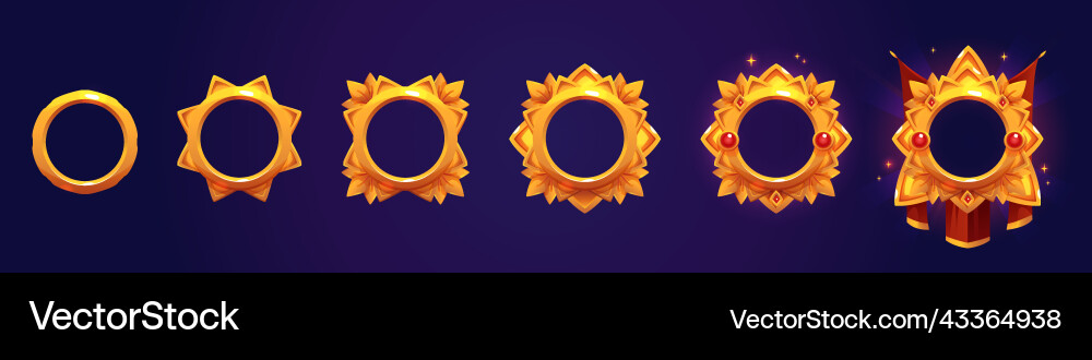 Rank frames ui game borders evolution set Vector Image