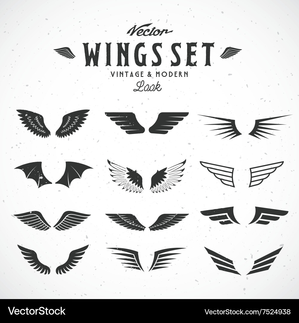 Retro Wing Set - Abstract & Dramatic Vector Image