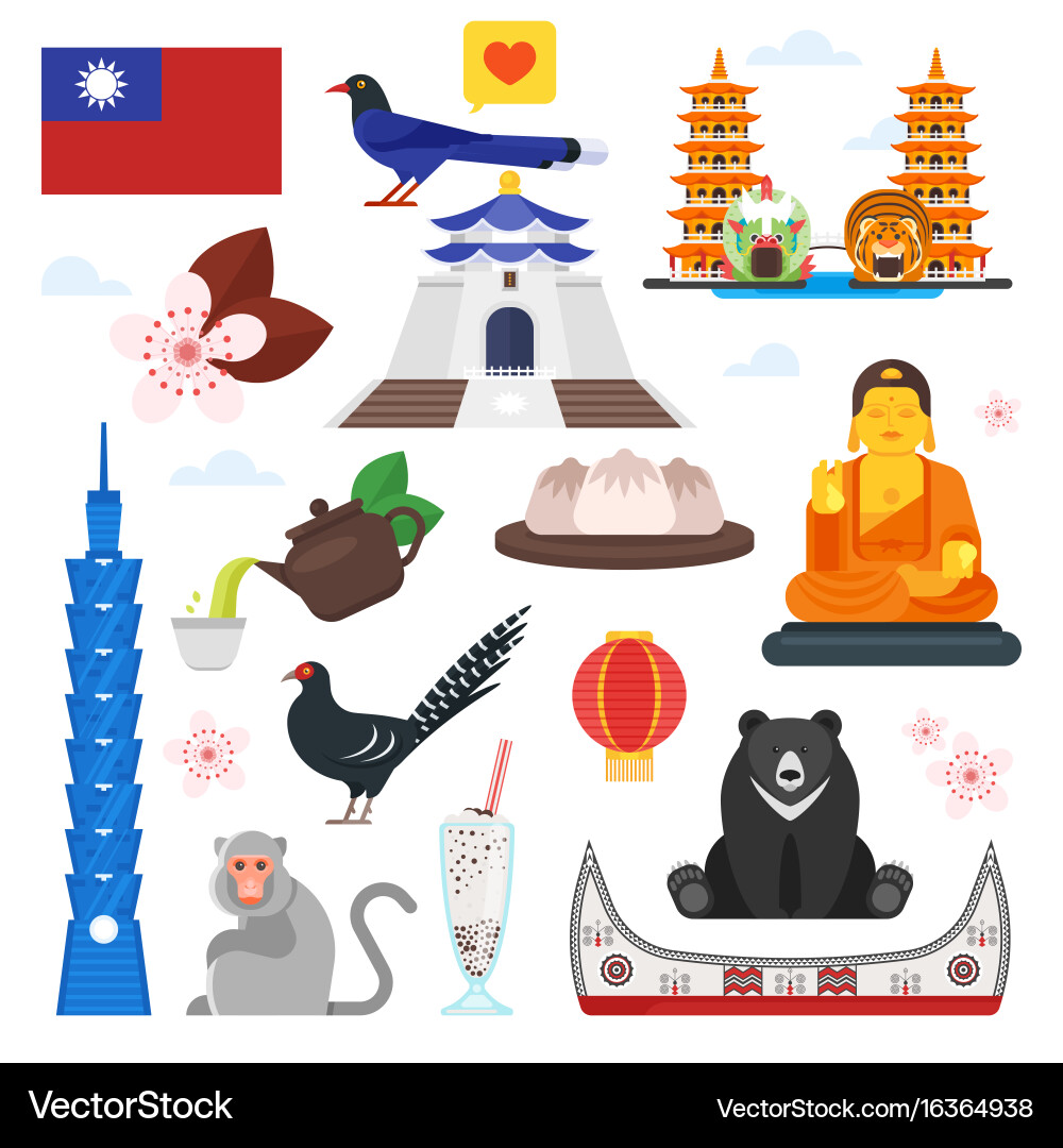 Taiwan Cultural Icons Royalty Free Vector Image