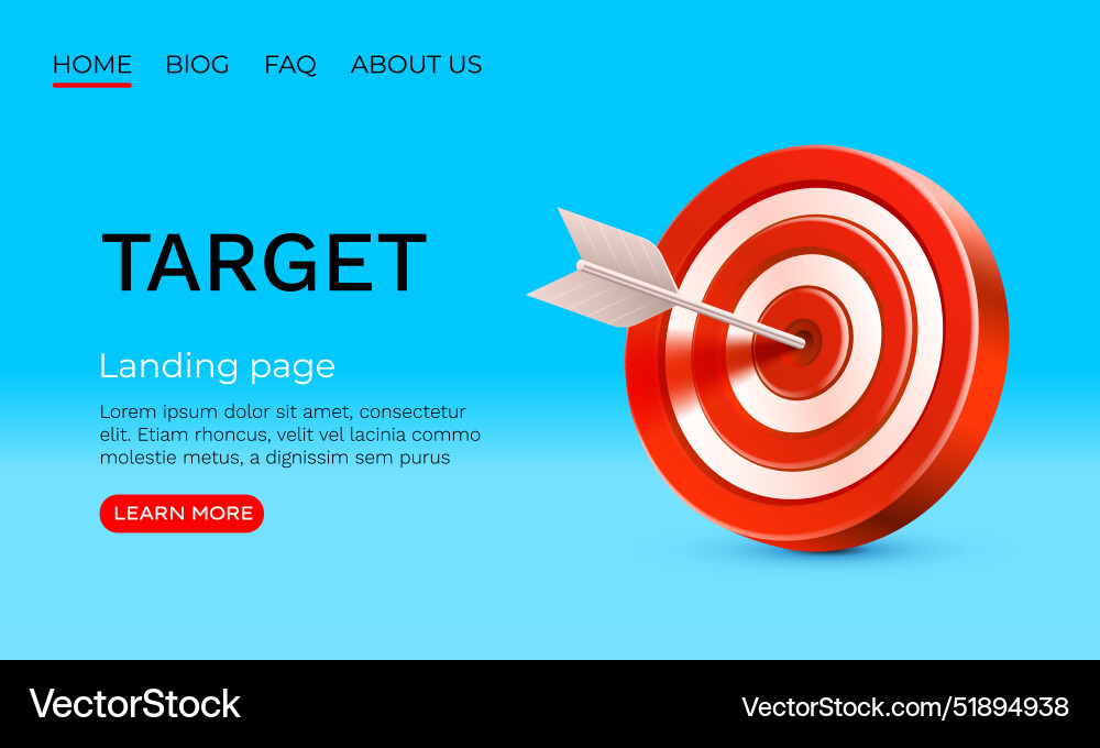 Target landing page banner business 3d icon Vector Image