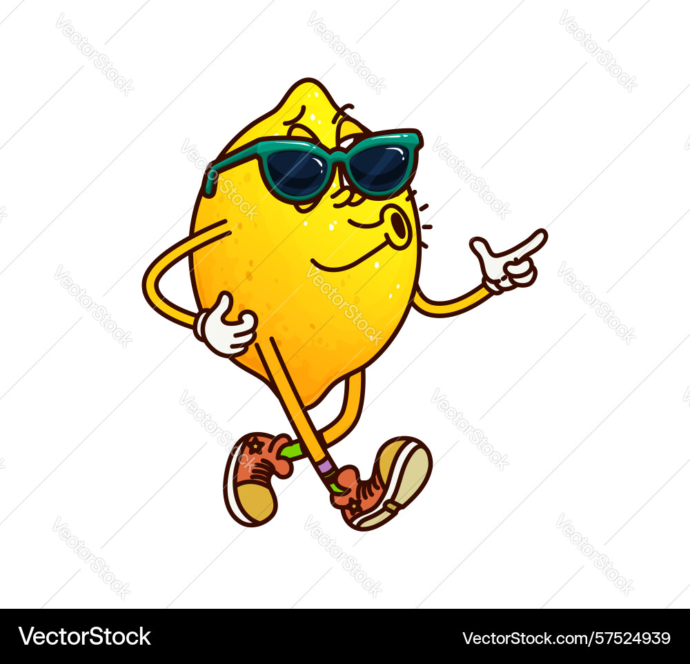 Cartoon groovy lemon fruit character in sunglasses – Royalty-Free ...