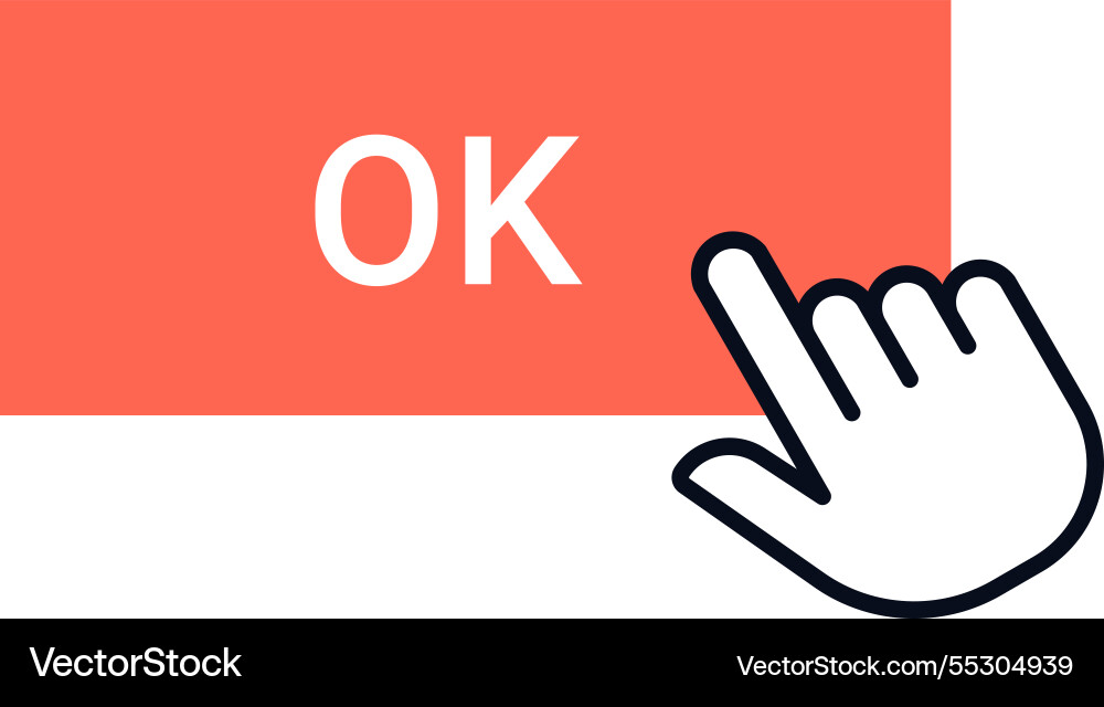 Cartoon hand cursor clicking an ok button Vector Image