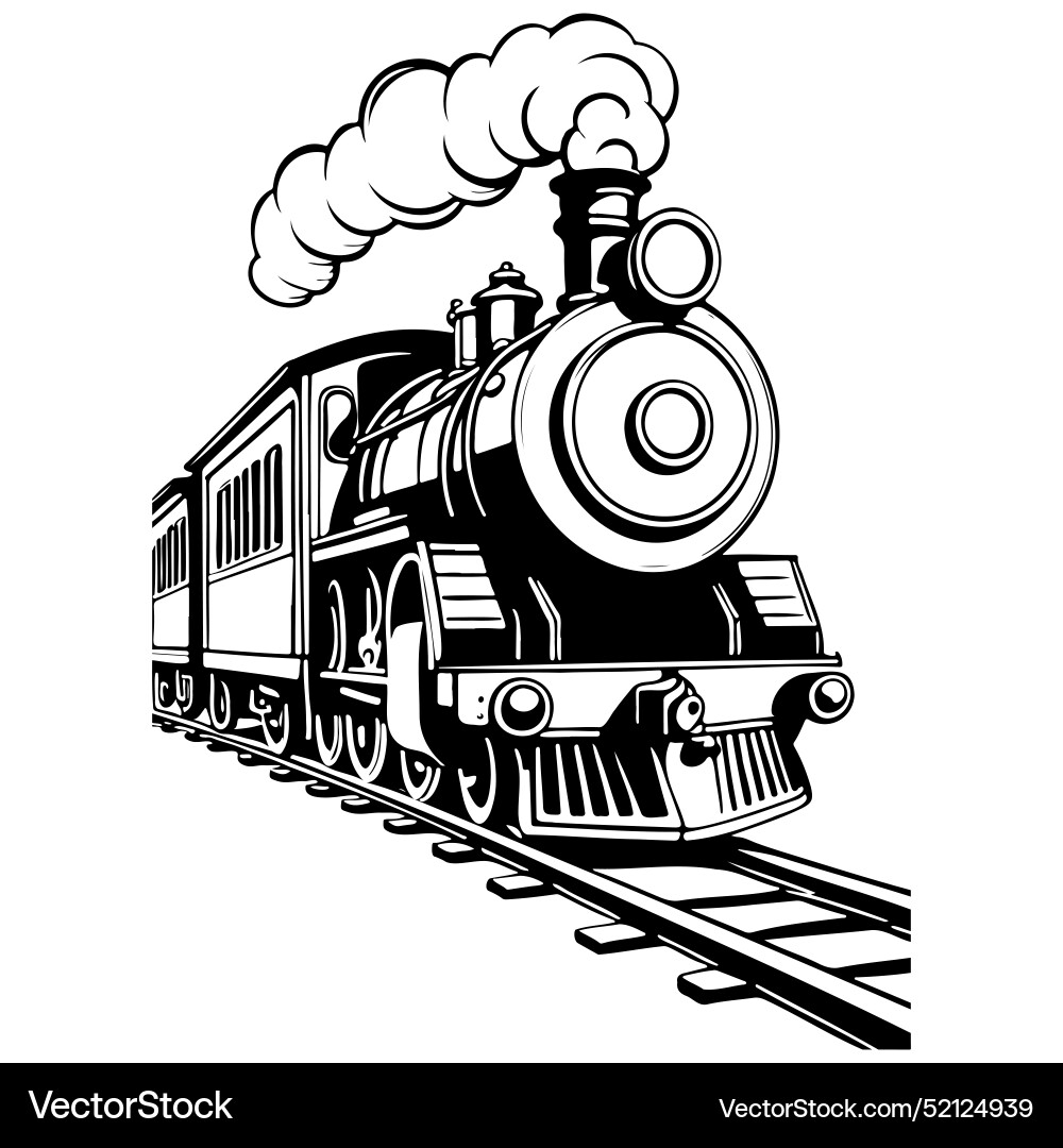 Cartoon train of hand drawn line transparent Vector Image