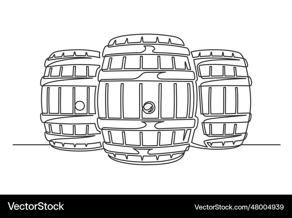 Continuous one line barrel keg Royalty Free Vector Image