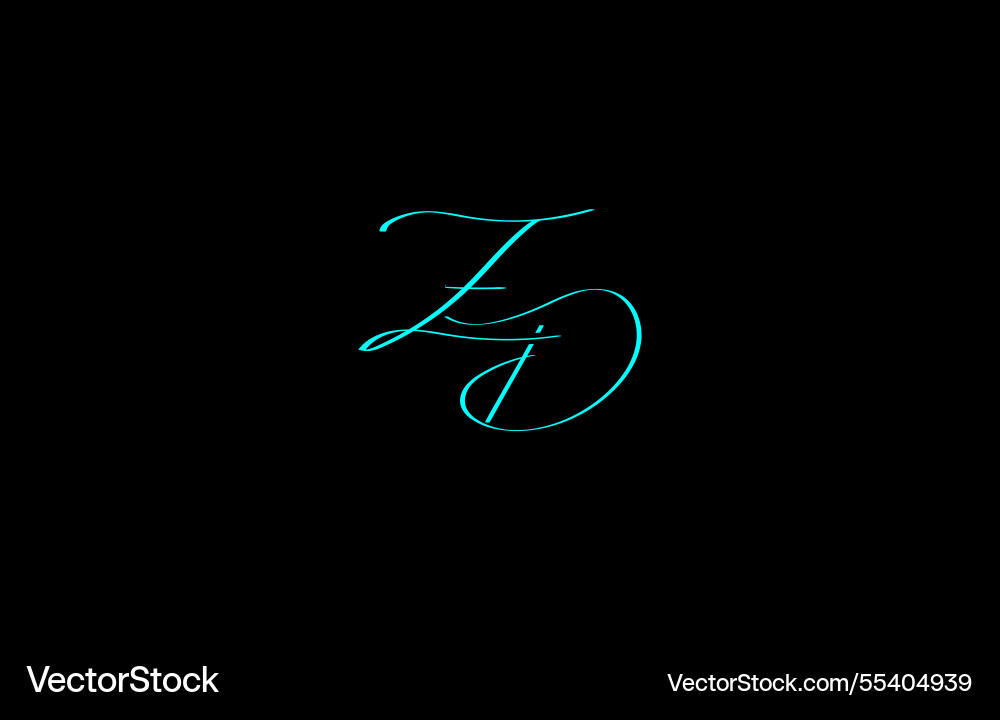 Elegant calligraphy of cursive zd logo Royalty Free Vector