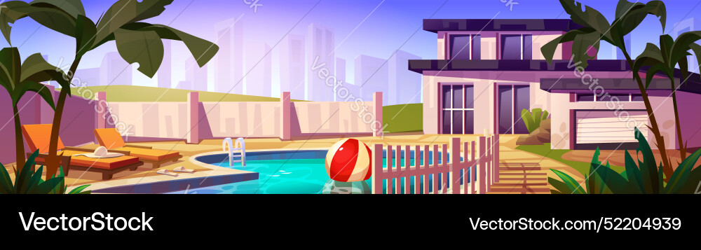 Front villa exterior with modern swimming pool Vector Image