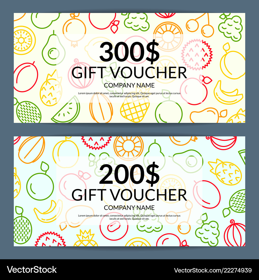 Fruit Discount & Gift Voucher Icons Royalty Free Vector
