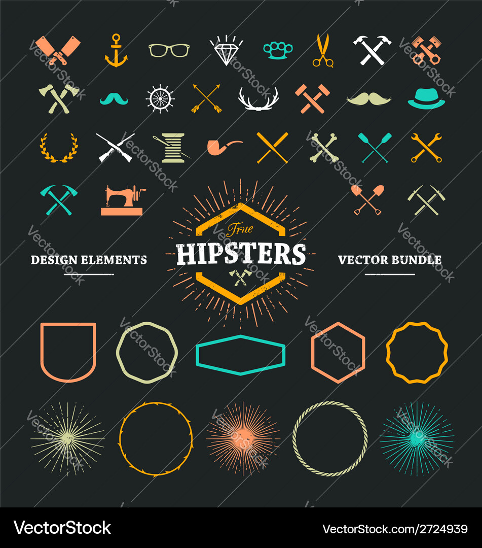Hipster Emblem Set Royalty Free Vector Image - VectorStock
