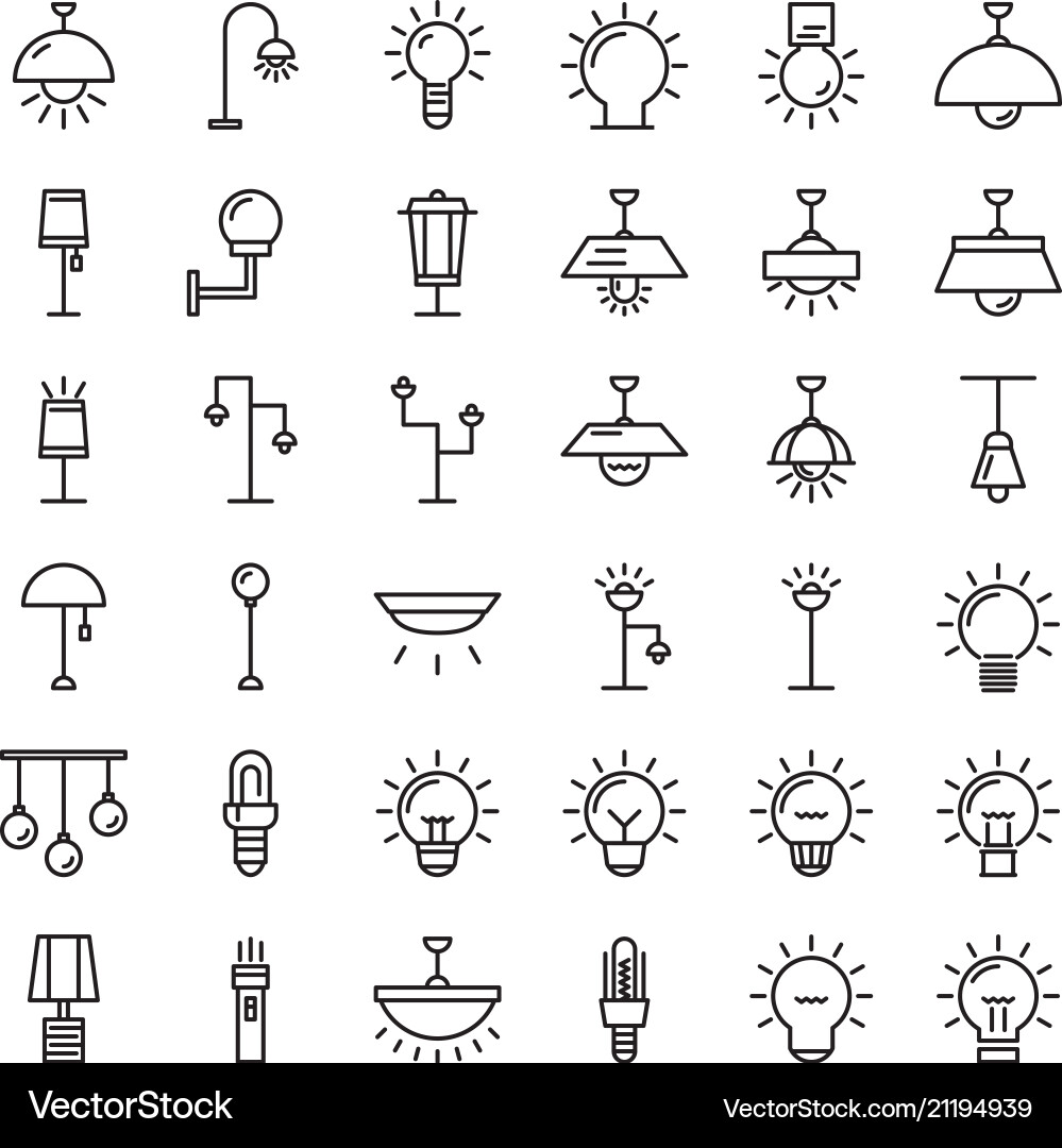 Lamp-outline Royalty Free Vector Image - VectorStock