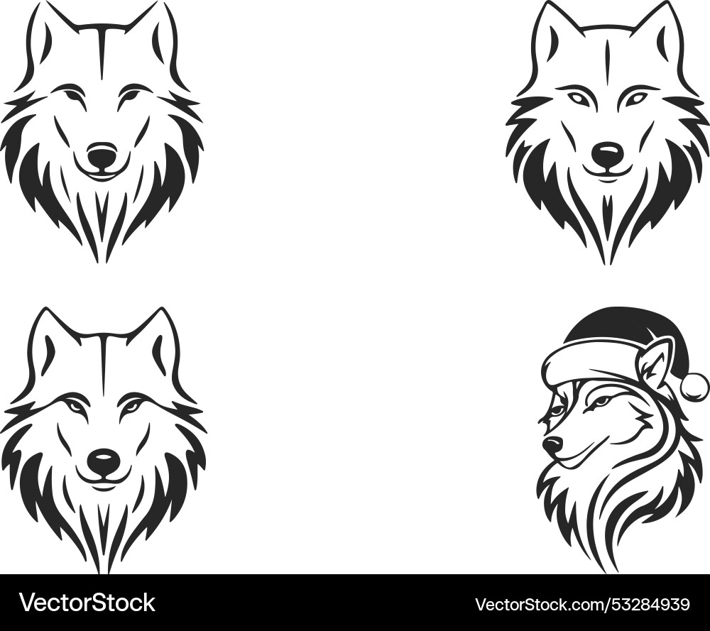 Logo design featuring a set of wolf-themed emblems