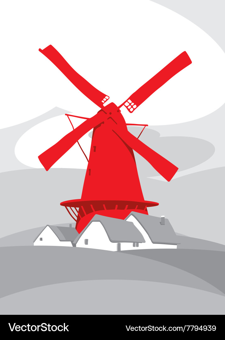 Red mill Royalty Free Vector Image - VectorStock