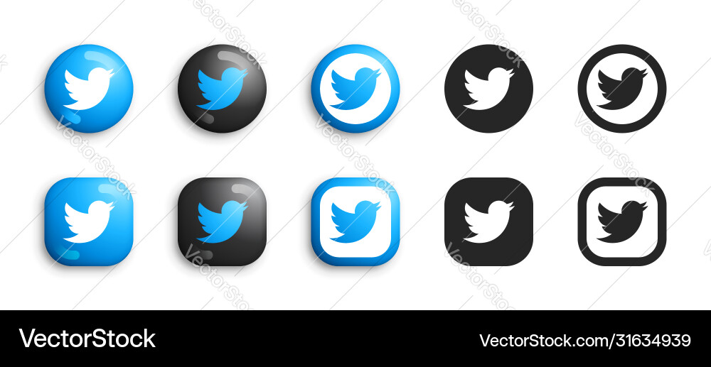 Twitter Icons - Modern & Flat Royalty Free Vector Image