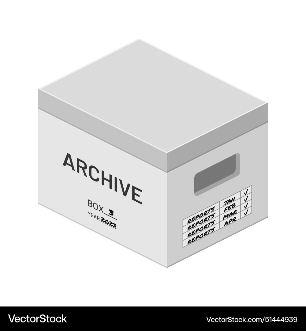 White isometric archive office box storage flat Vector Image