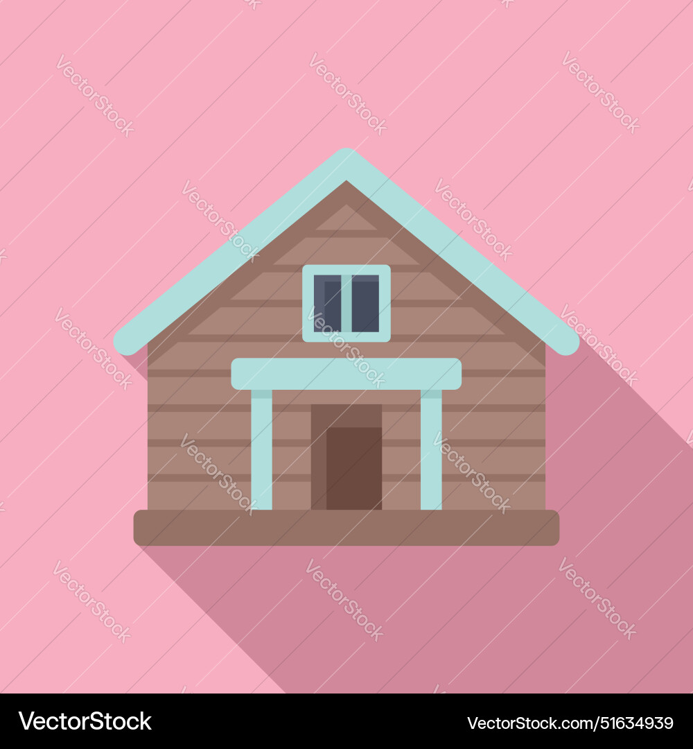 Wooden house with porch casting long shadow Vector Image