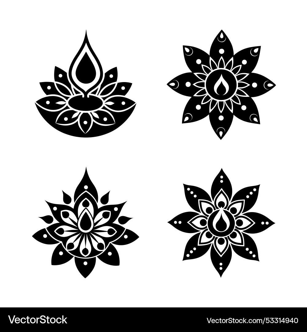4 difference diwali rangoli simple – Royalty-Free Vector | VectorStock