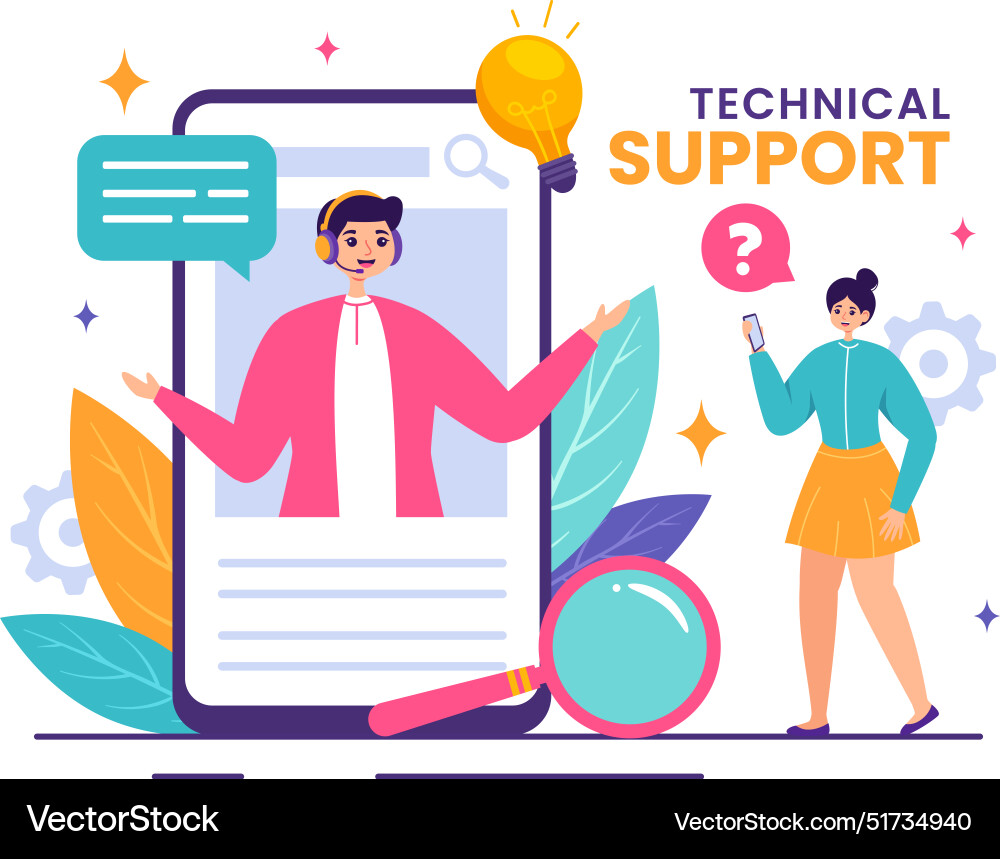 A technical support system featuring software Vector Image