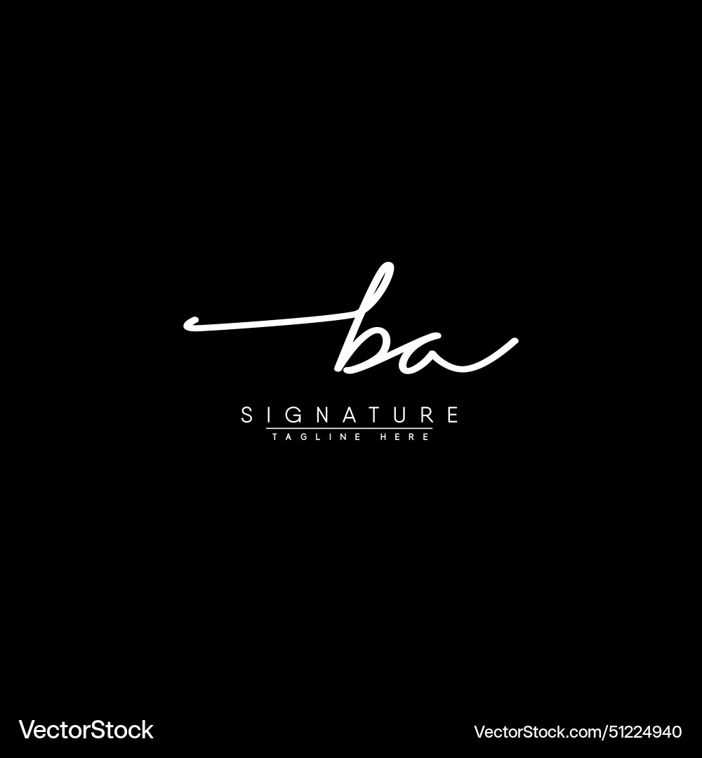 Ba handwritten signature logo - template Vector Image