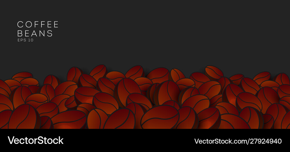 Coffee beans background with on bottom Royalty Free Vector