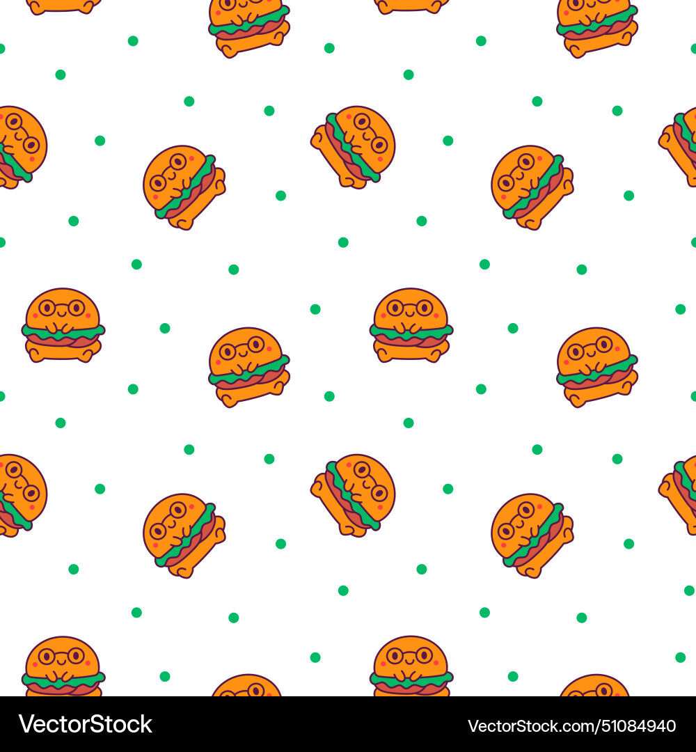 Cute kawaii animal burger seamless pattern Vector Image