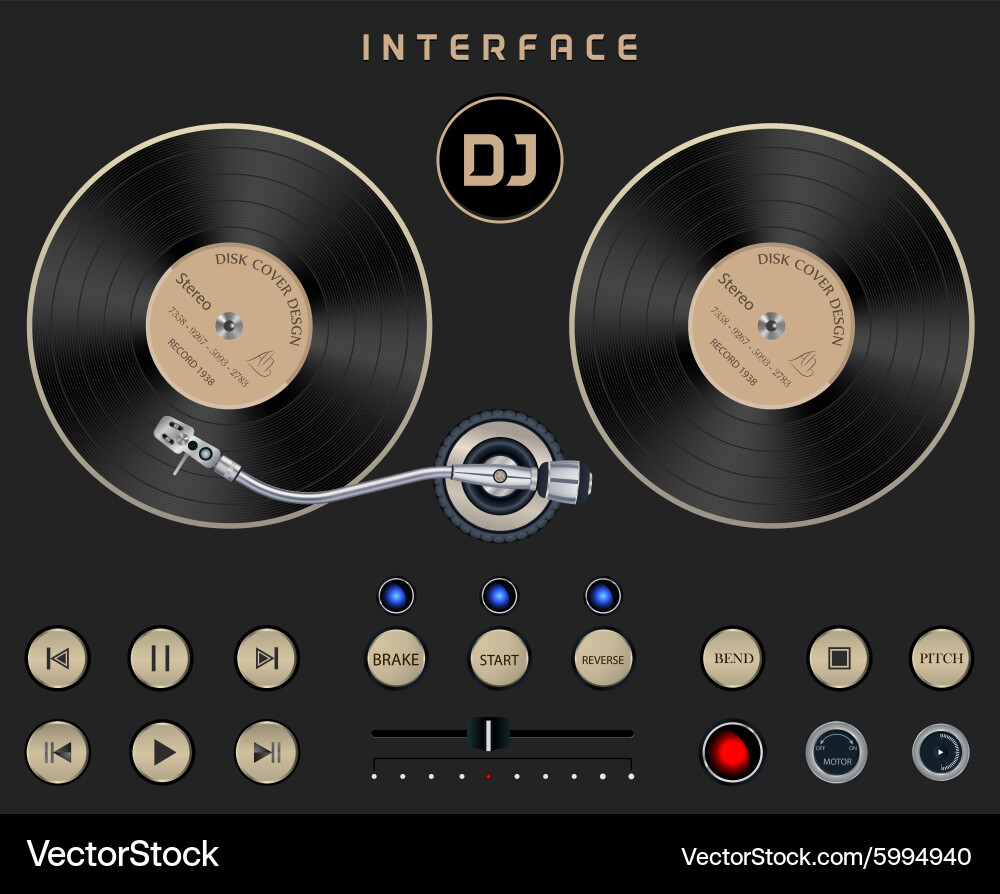 Dj template turntable Royalty Free Vector Image