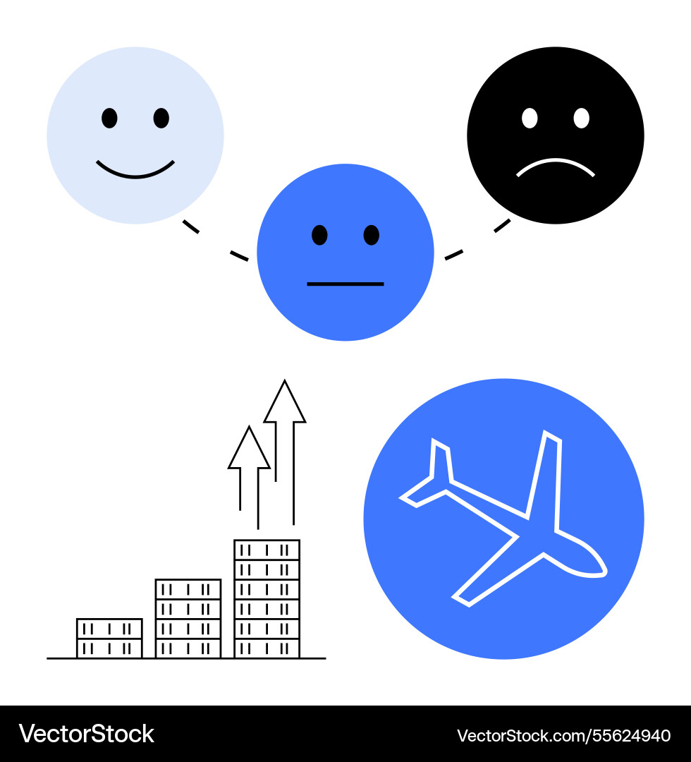 Emotion progress line upward growth chart Vector Image