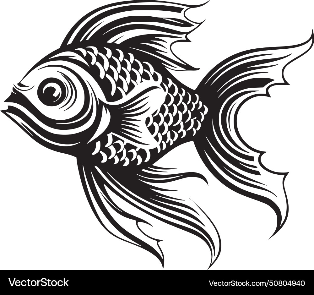 Fish - black and white Royalty Free Vector Image