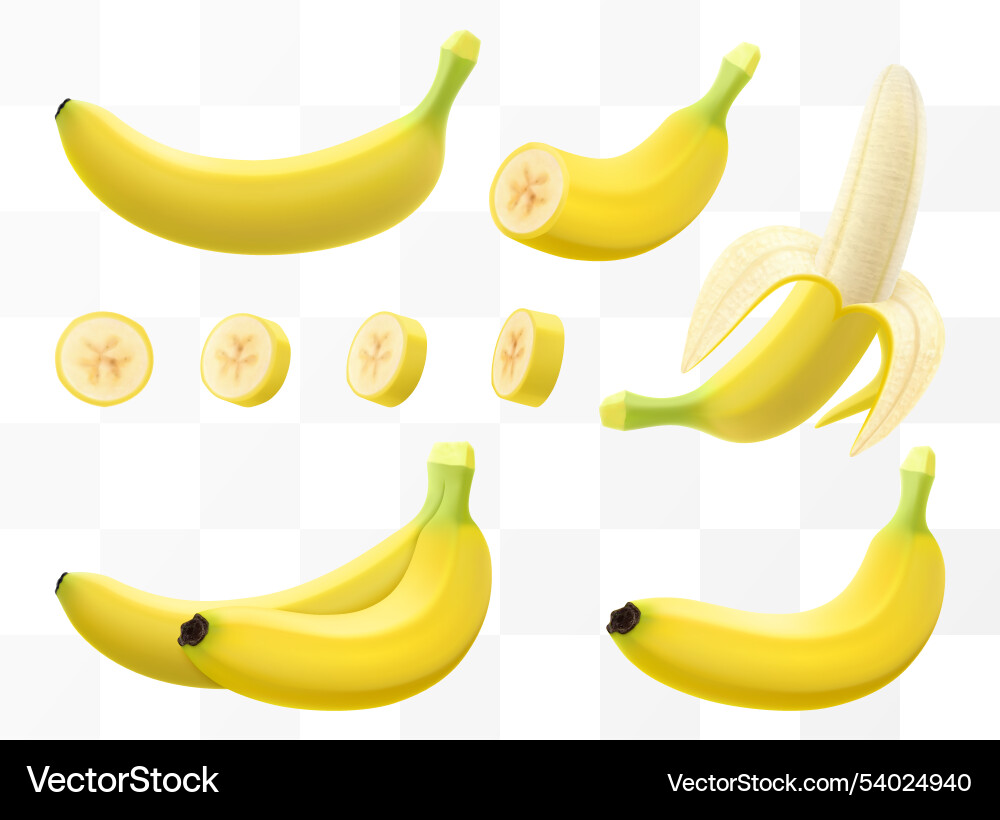 Fresh tropical banana isolated on transparent Vector Image